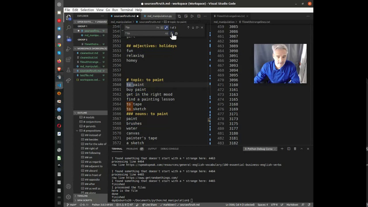 basic usage of regular expressions to find and replace in Visual Studio Code