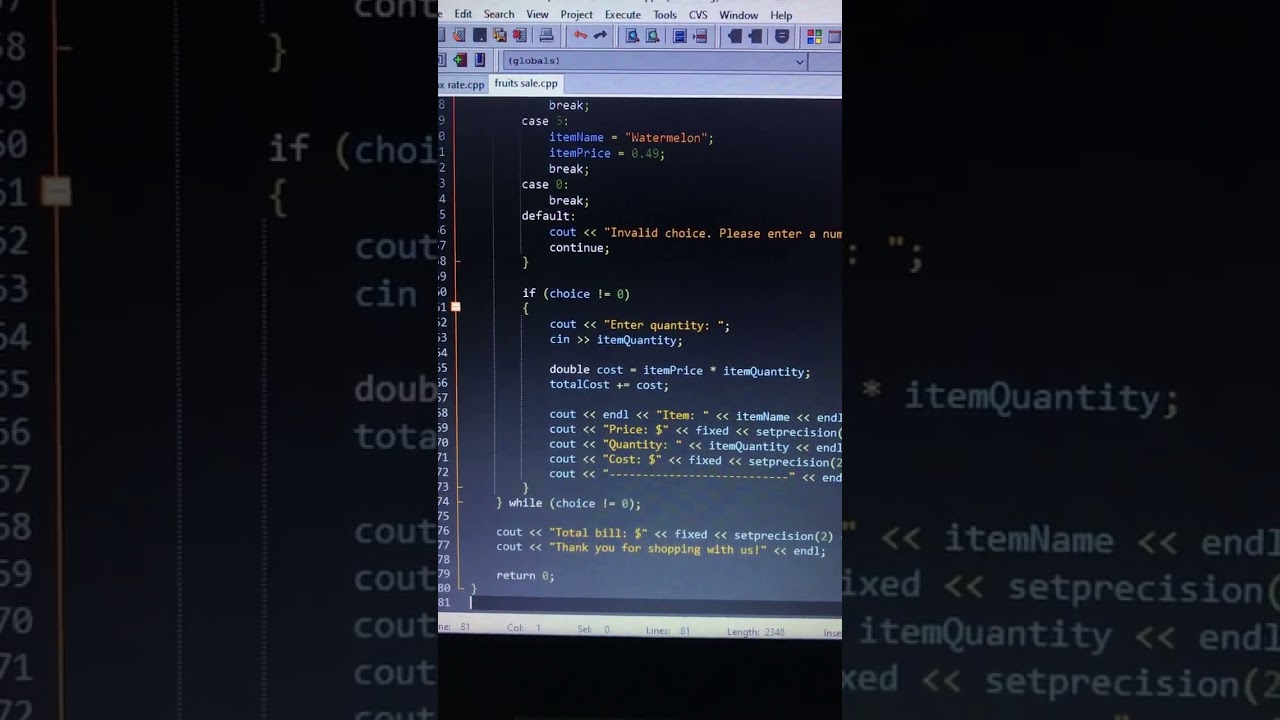 fruit bill c++#coders #codemasters #coderstokyo #codinglife #codingninja #codelife #code #coding