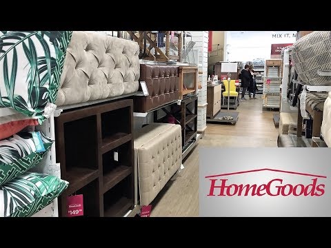 HOME GOODS OTTOMANS END TABLES CHAIRS FURNITURE - SHOP WITH ME SHOPPING STORE WALK THROUGH 4K