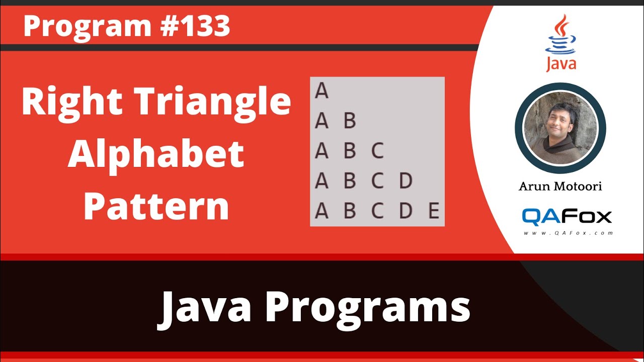Java program to print the Right Triangle Alphabet Pattern