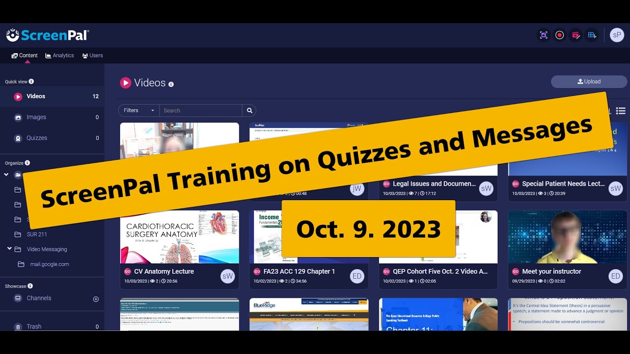 ScreenPal training on Quizzes and Messages