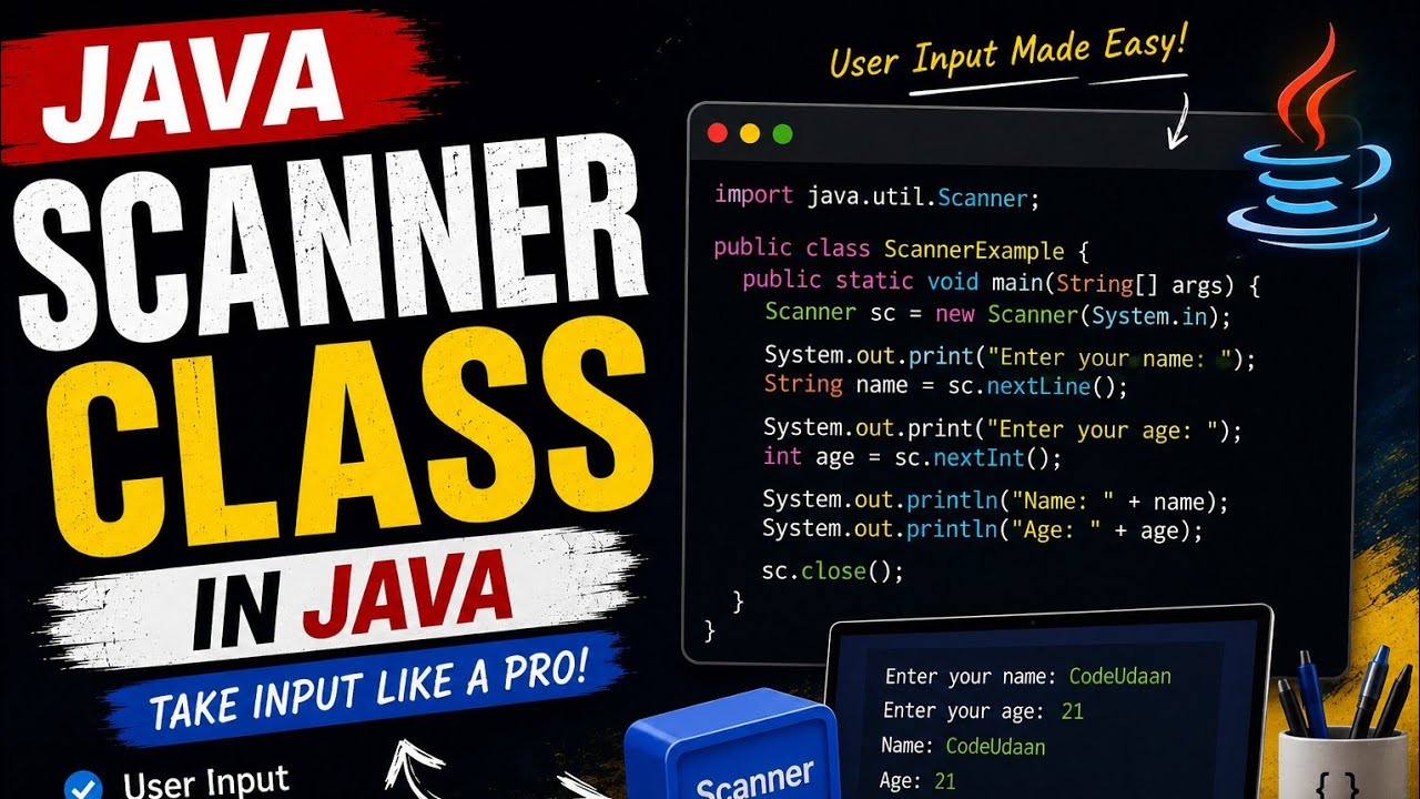 Java Scanner Class Tutorial | User Input in Java for Beginners. 