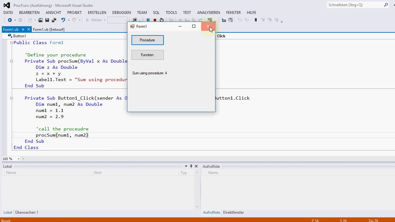 VB: Function vs. Procedure