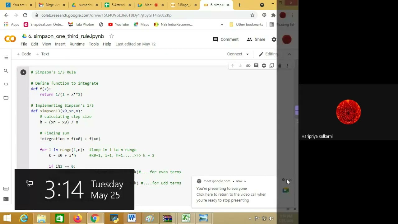 Simpsons 1/3 rule with python coding