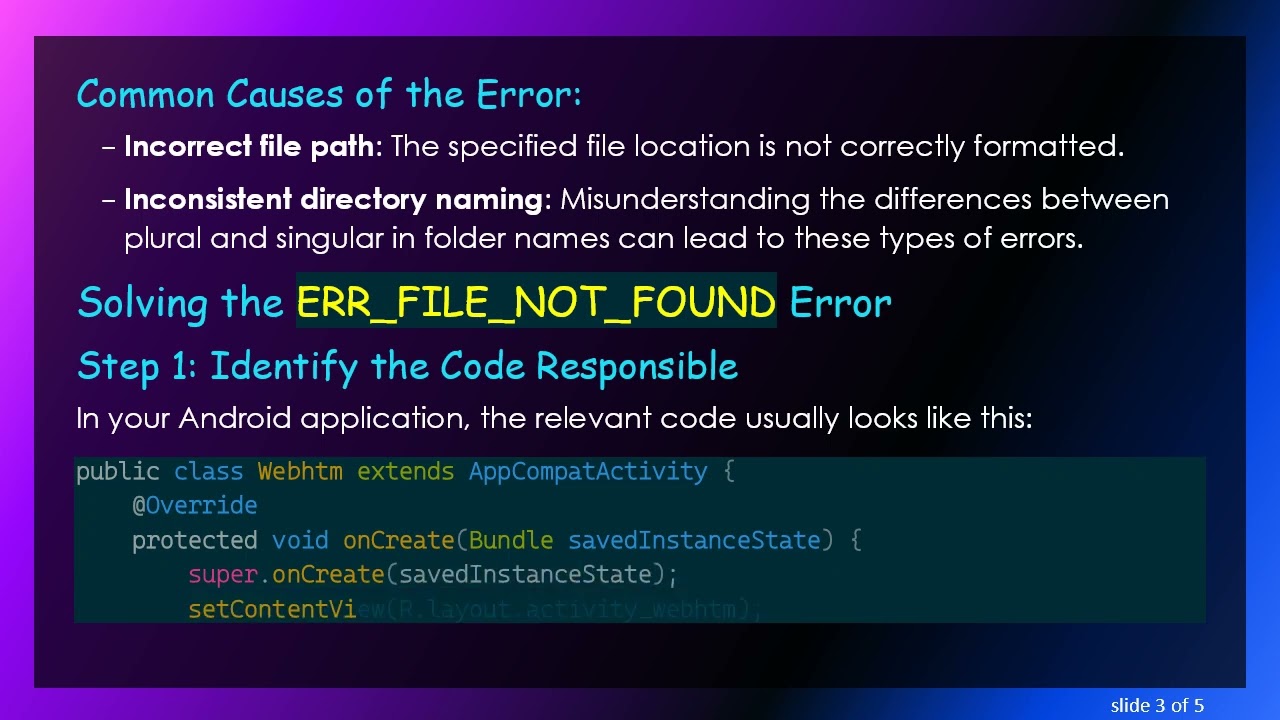 Fixing ERR_FILE_NOT_FOUND When Opening HTML Pages in Android WebView
