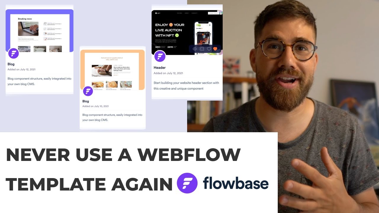 Never use a webflow template again with Flowbase component club | Tool of the month