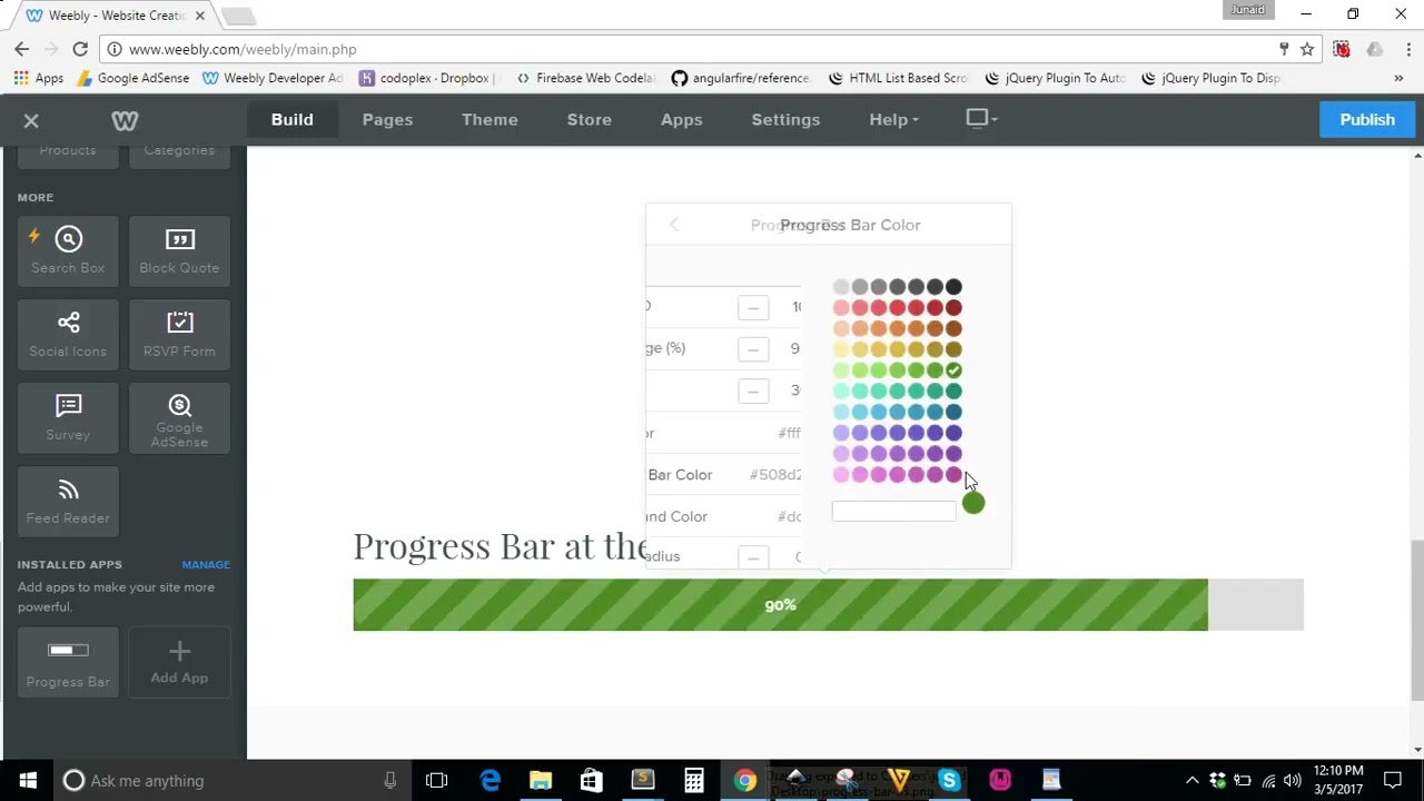 Progress Bar Weebly App demo