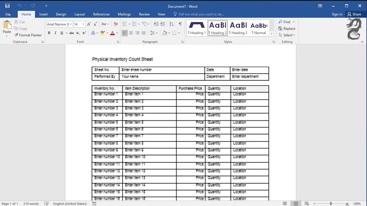 How to Create Inventory Documents in Word