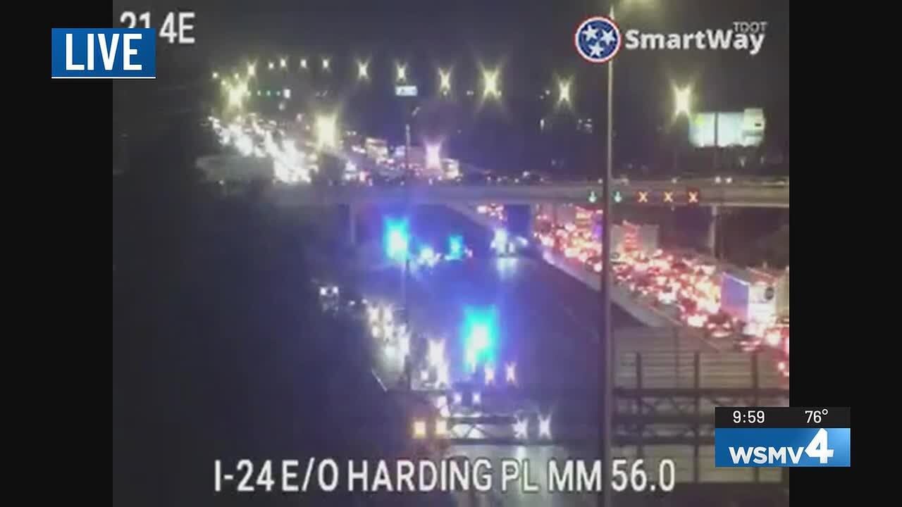 Crash involving pedestrian on I-24