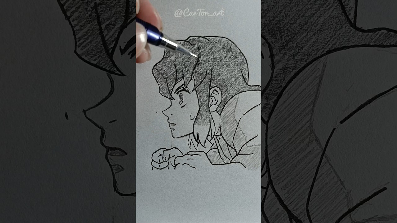 Drawing Inosuke In Side View - Demon Slayer #shorts #demonslayer #drawing #art