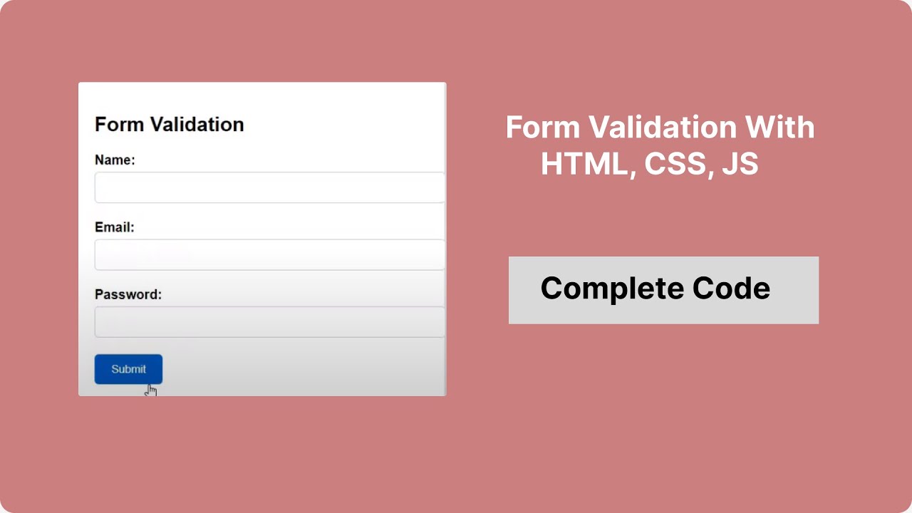 Form Validation Video With HTML, CSS, JS | Complete Code