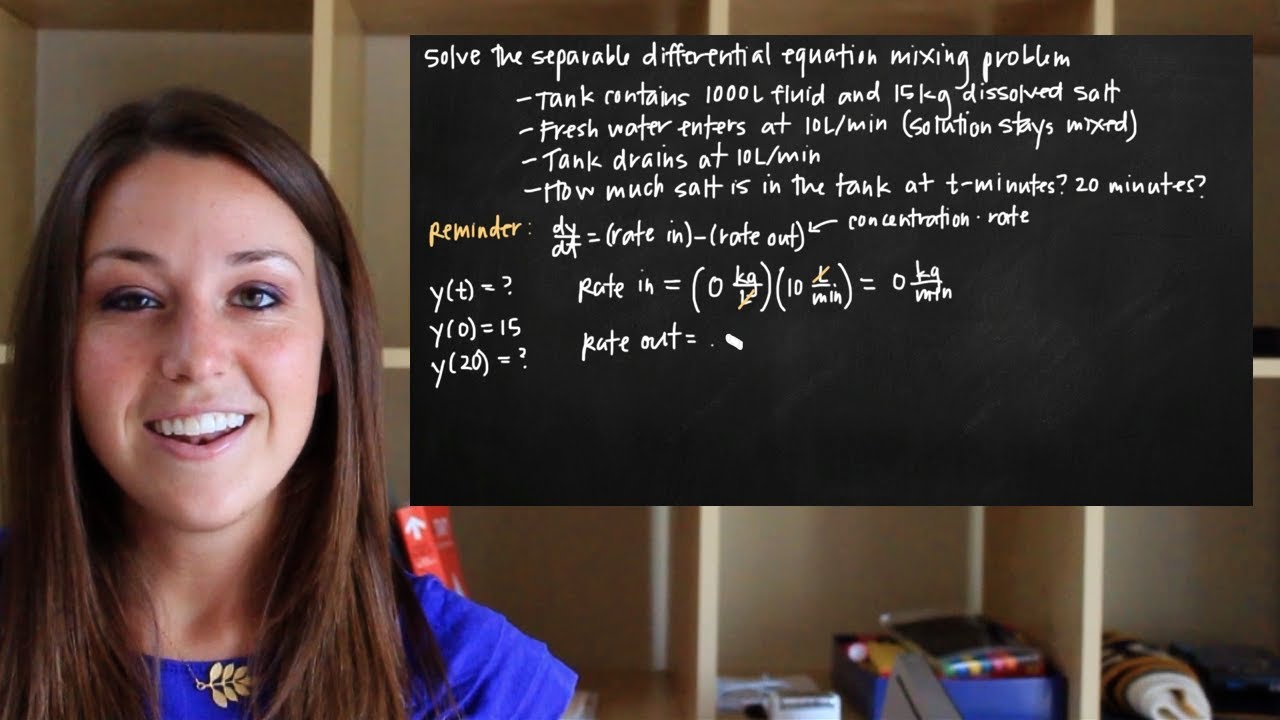Mixing problems with separable differential equations (KristaKingMath)