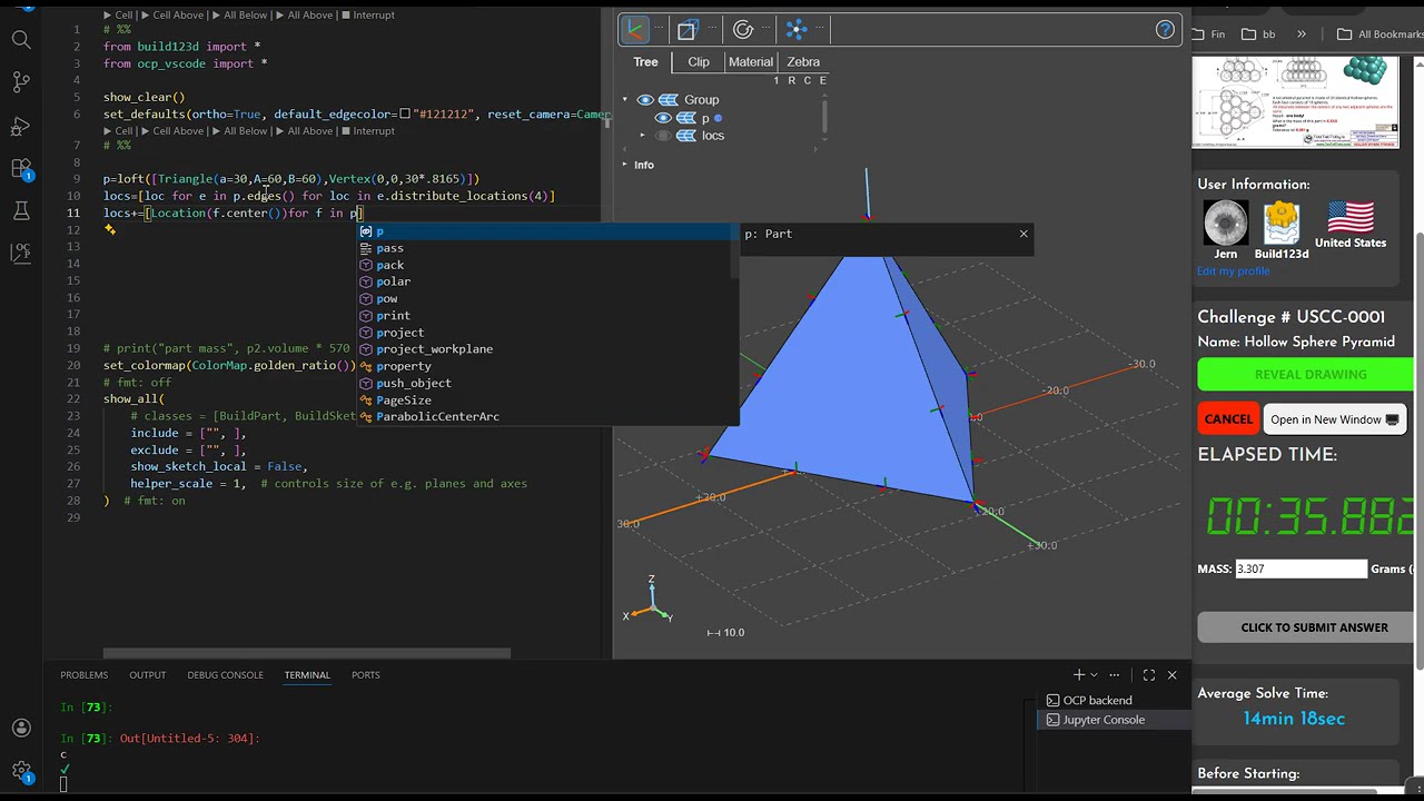 build123d (algebra mode) TooTallToby USCC-0001 Speedmodeling in 55.961 seconds
