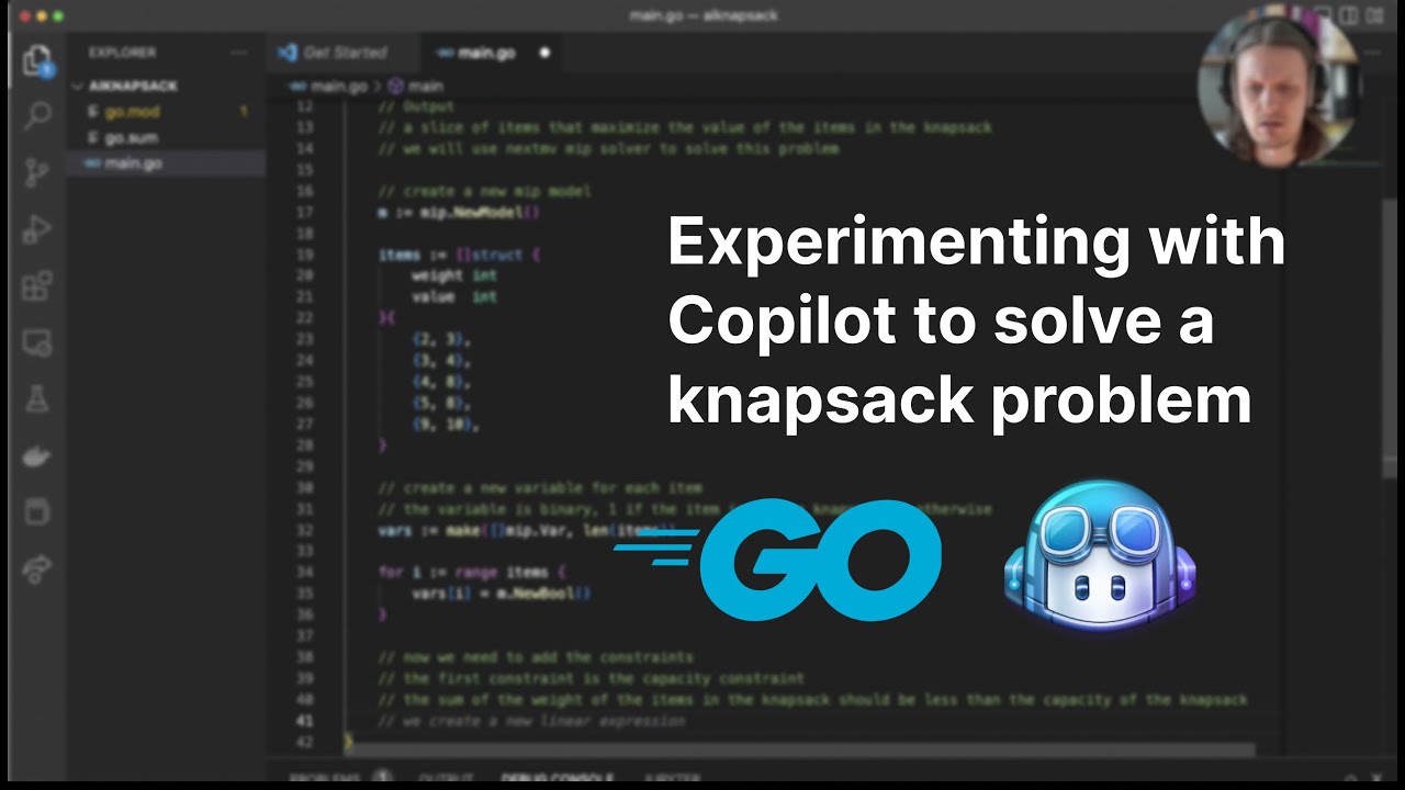 Experimenting with GitHub Copilot to solve a knapsack problem