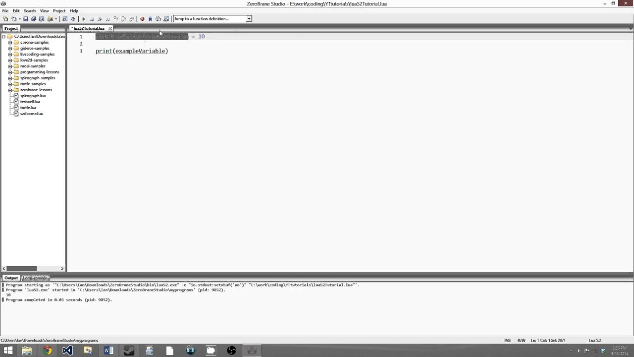 Lua 5.2 Tutorial 2: Variables