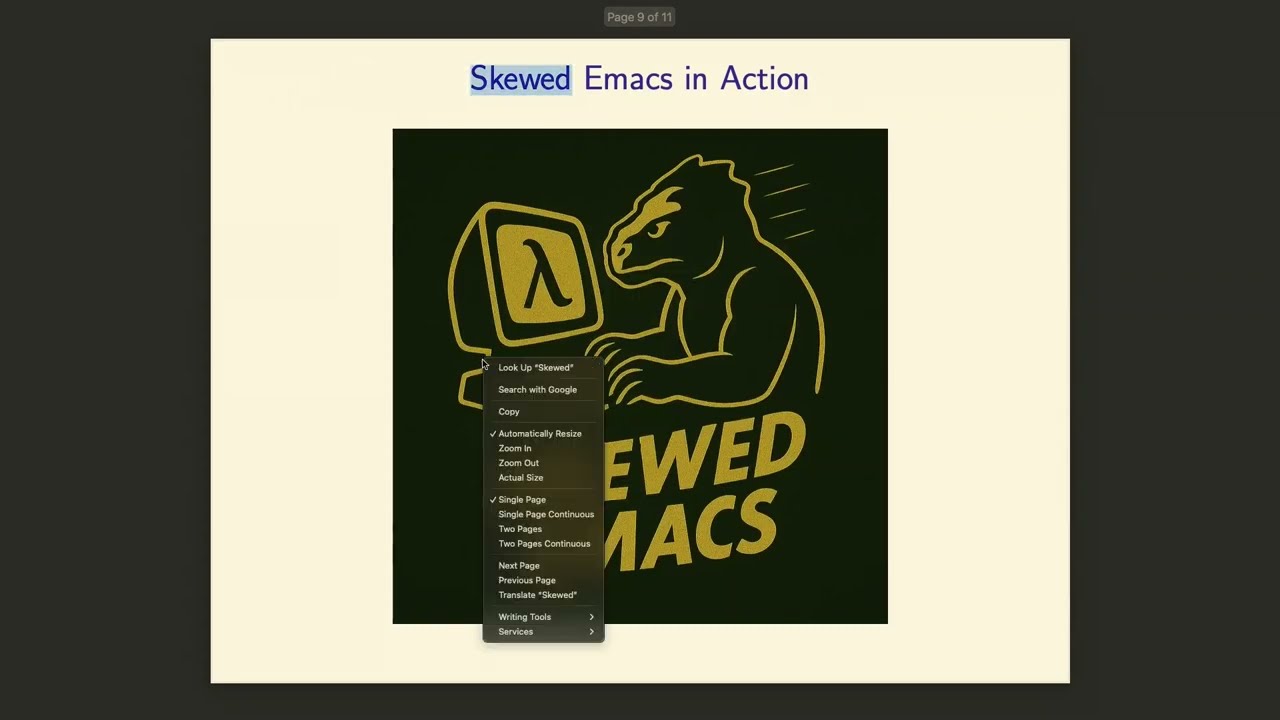 Lightning Talk: Skewed Emacs