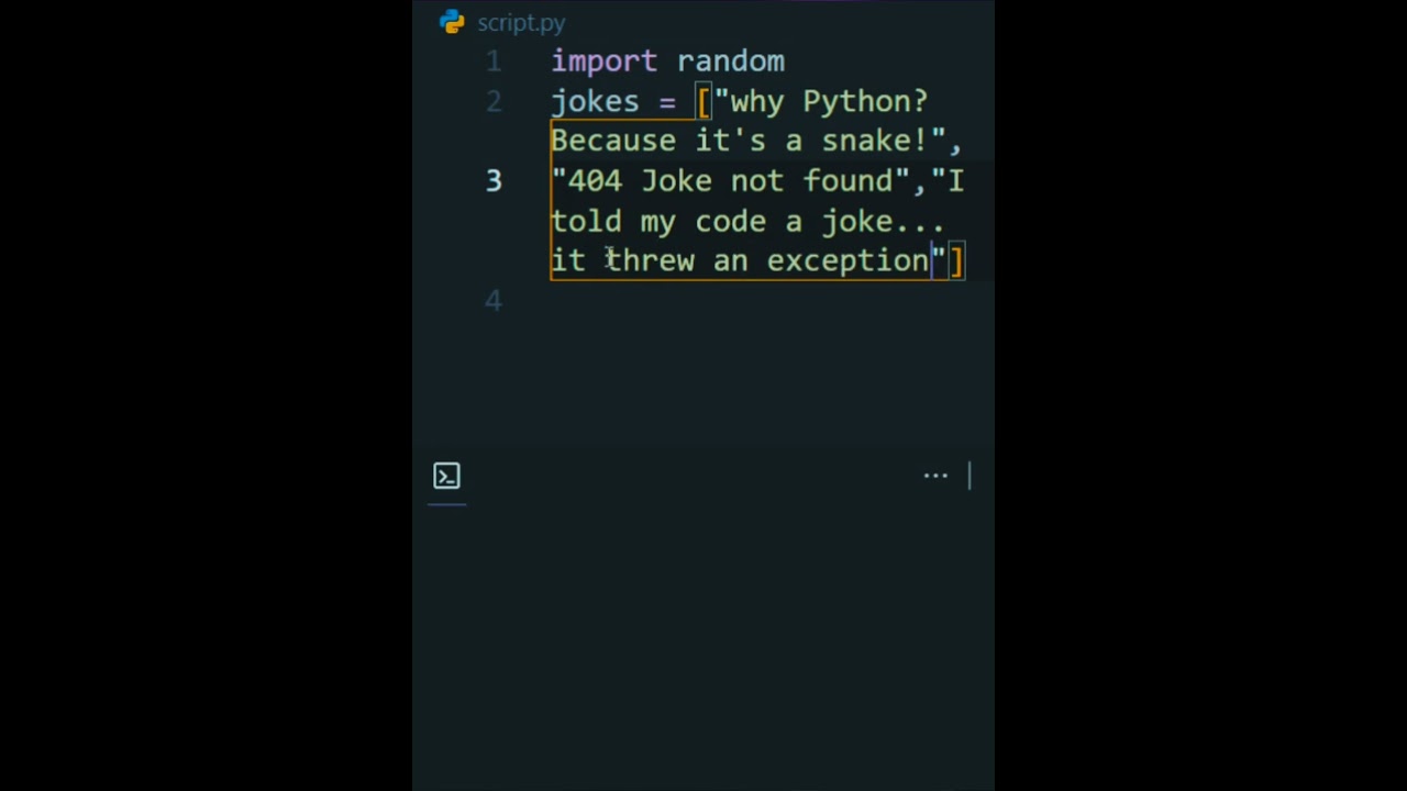 Random Joke Generator in Python 😂 (30s)