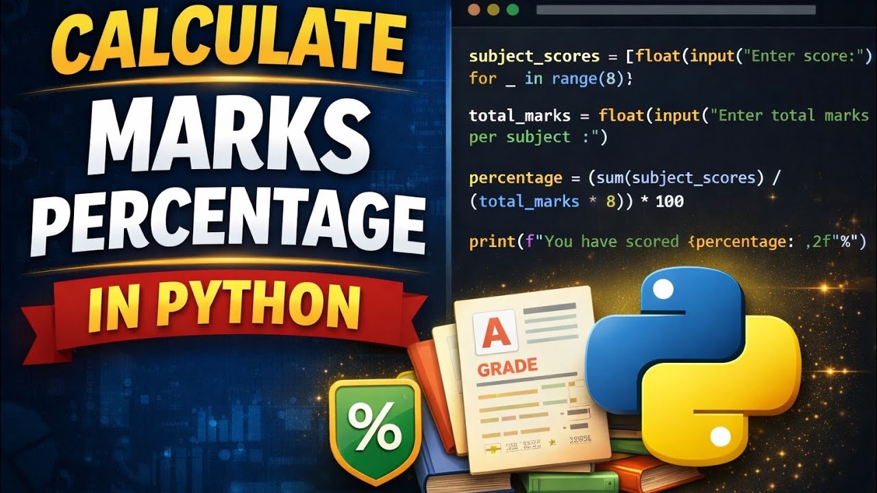 Marks Percentage Calculator in Python 🧮 | Easy School Project #coding 