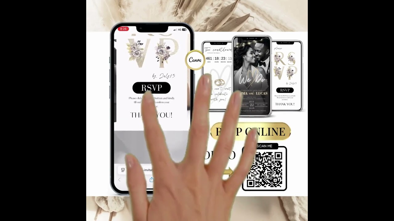 Digital Wedding Invitation with RSVP Page Countdown Timer, Editable Template, Online Wedding Website