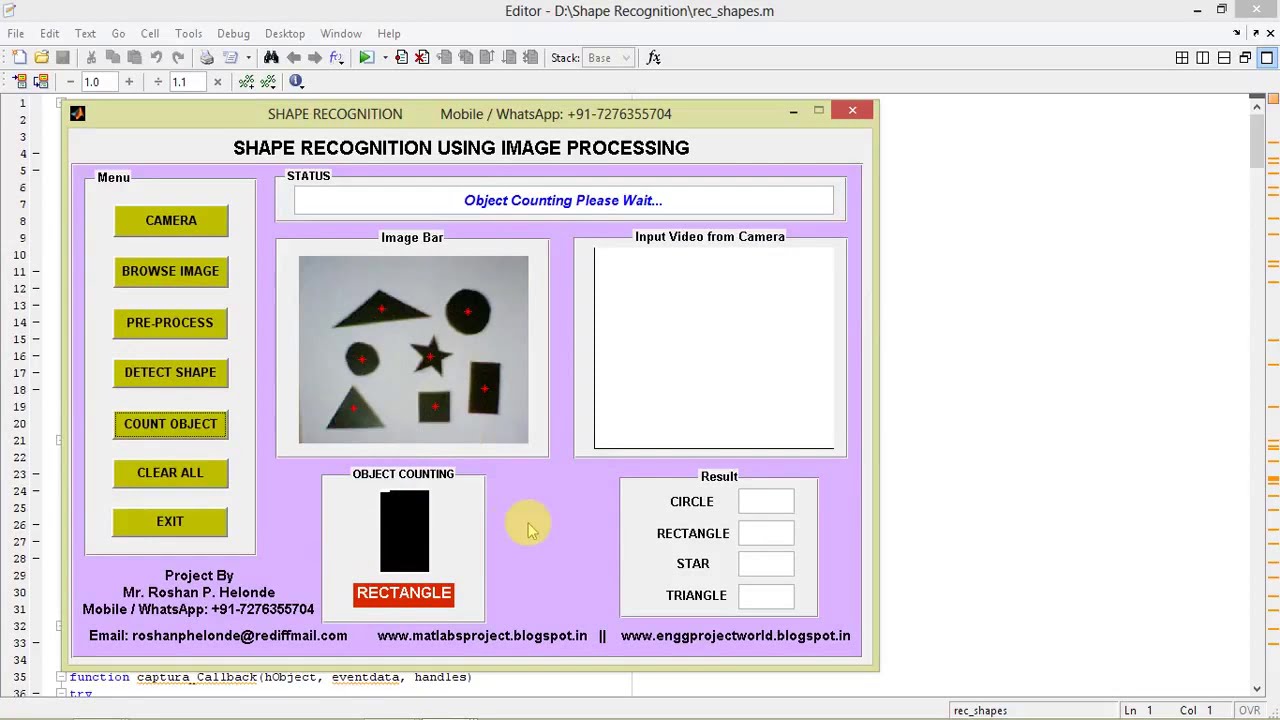 Shape Detection and Recognition using Image Processing Matlab Project Code