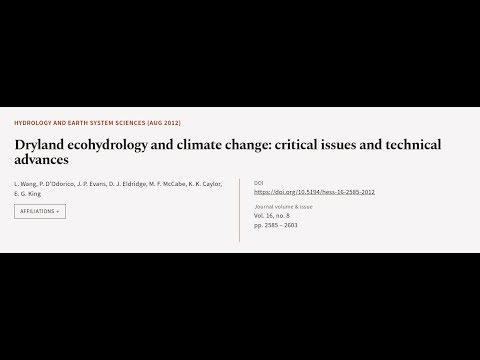 Dryland ecohydrology and climate change: critical issues and technical advances | RTCL.TV