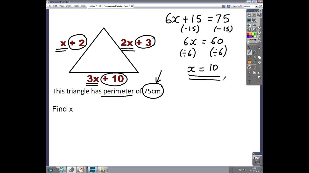 Forming & Solving Equations mathscast