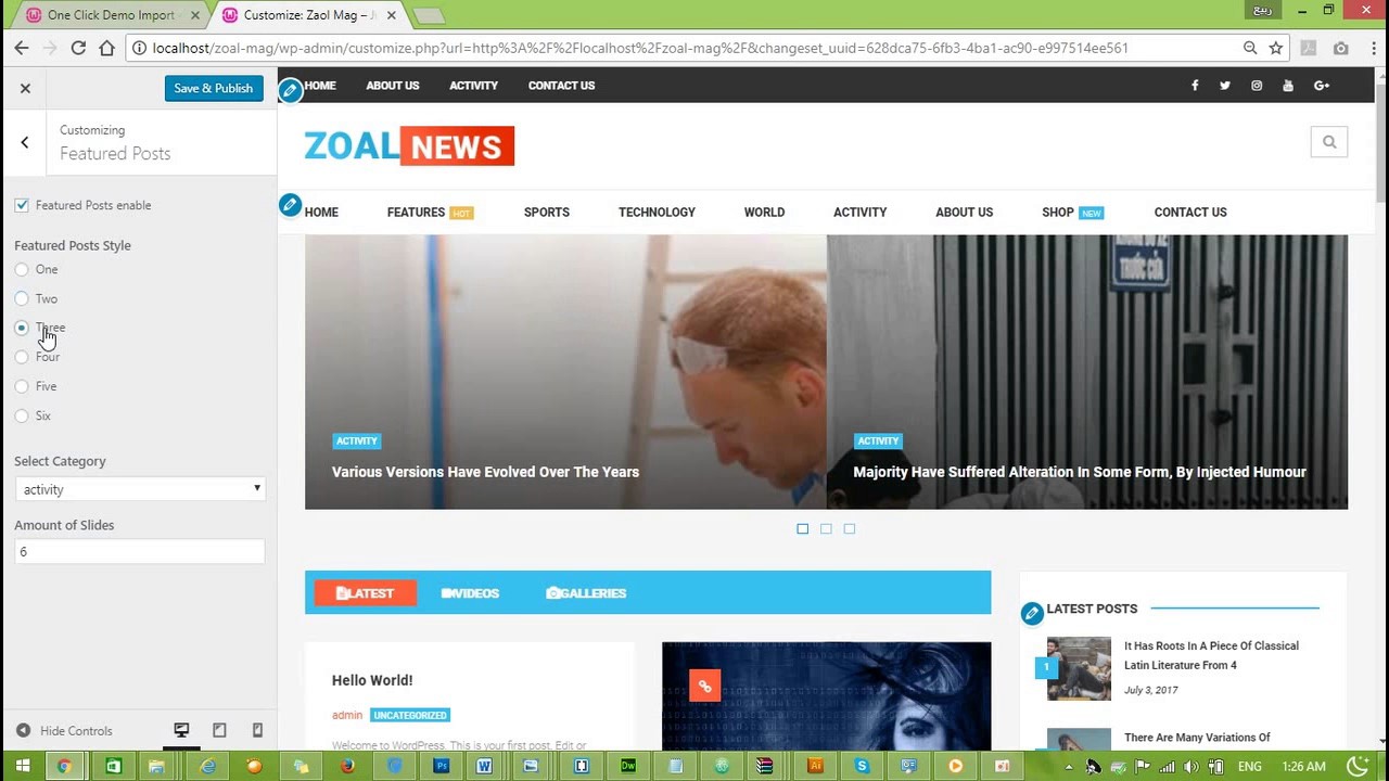 3. Customizing Theme : Featured Posts