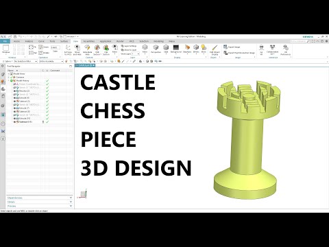 Siemens NX Tutorial - Chess Piece (Castle) 3D Modeling using Sketch