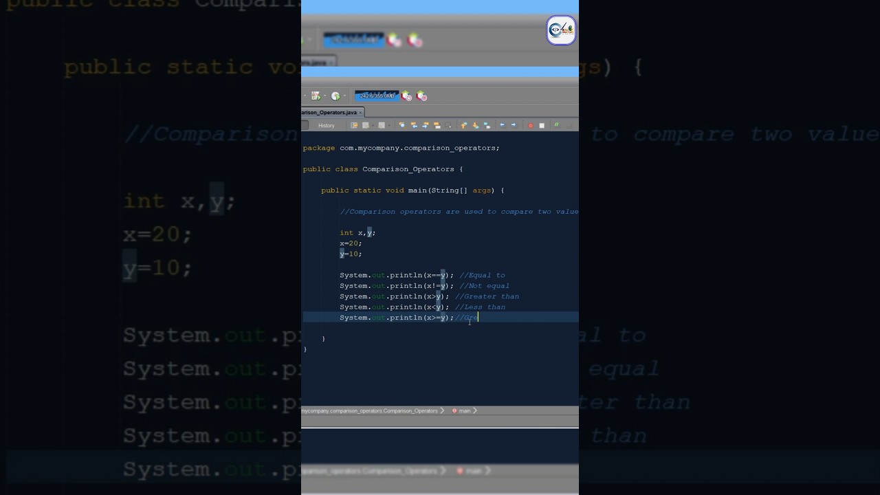 Comparison Operators in Java | Java Operators #javaprogramming #shorts #programming | Java tutorials