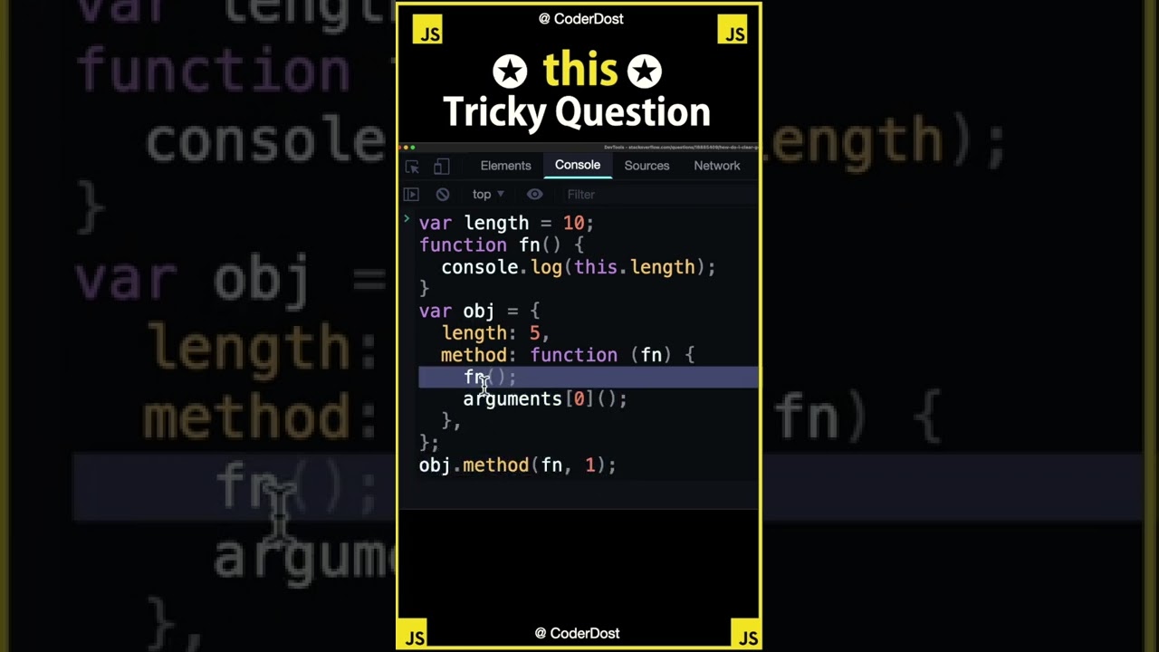 THIS in JavaScript - Interview question #shorts #javascript