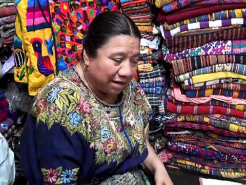 Lidia Lopez Explaining the Meanings of the Patterns on a Huipil from Patzicia.