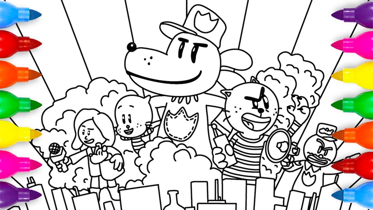 Dreamworks DOG MAN 2025 Movie Coloring Page
