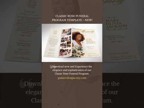 Classic Rose Funeral Program, meticulously for Canva. #obituarytemplate #funeralprogramforwomen
