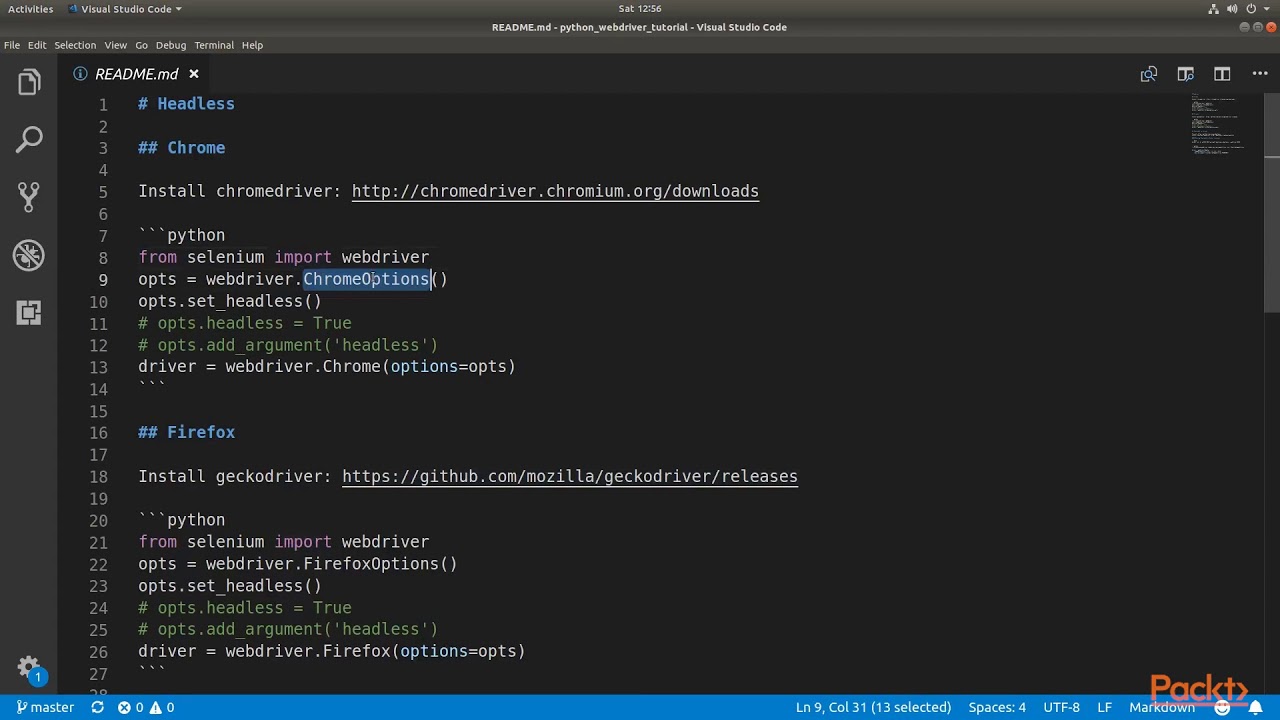 Automating Web Testing with Selenium and Python : Configure WebDriver | packtpub.com