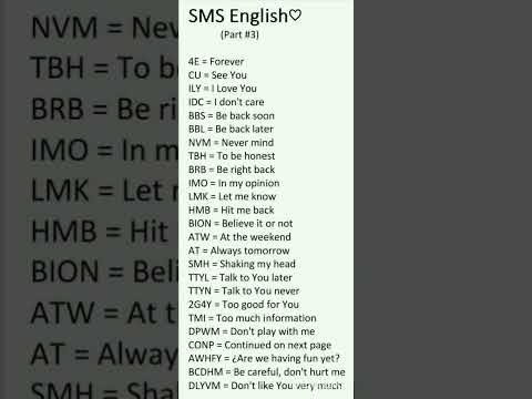 #SMS abbreviations in english.#youtube shorts #short video @timetolearn1202