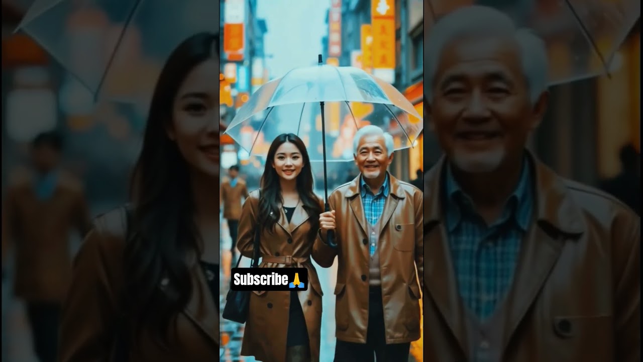 Heartwarming Rain Walk: 21-Year-Old Girl and Elderly Man Share a Beautiful Moment in the Rain 🌧️