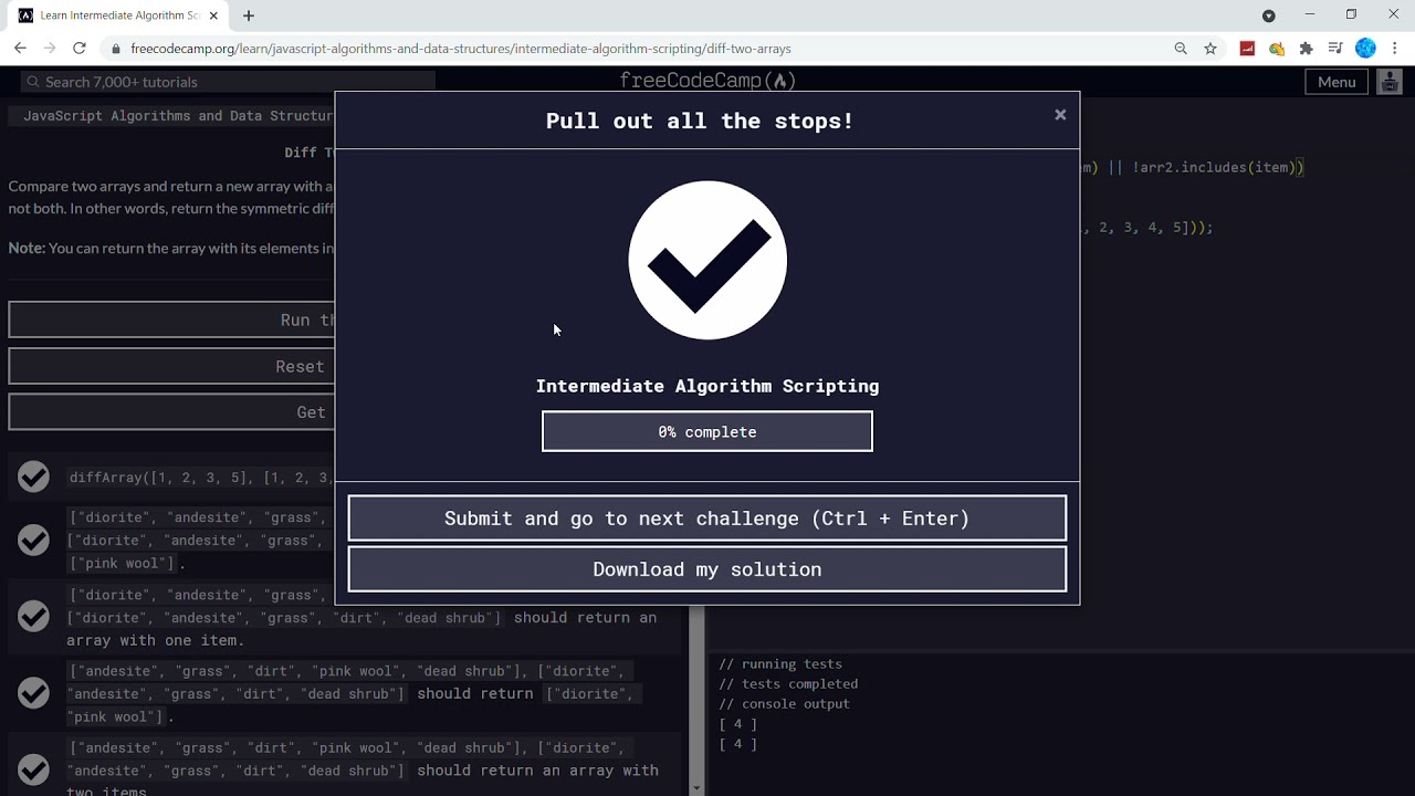 Intermediate Algorithm Scripting (2/21) | Diff Two Arrays | freeCodeCamp