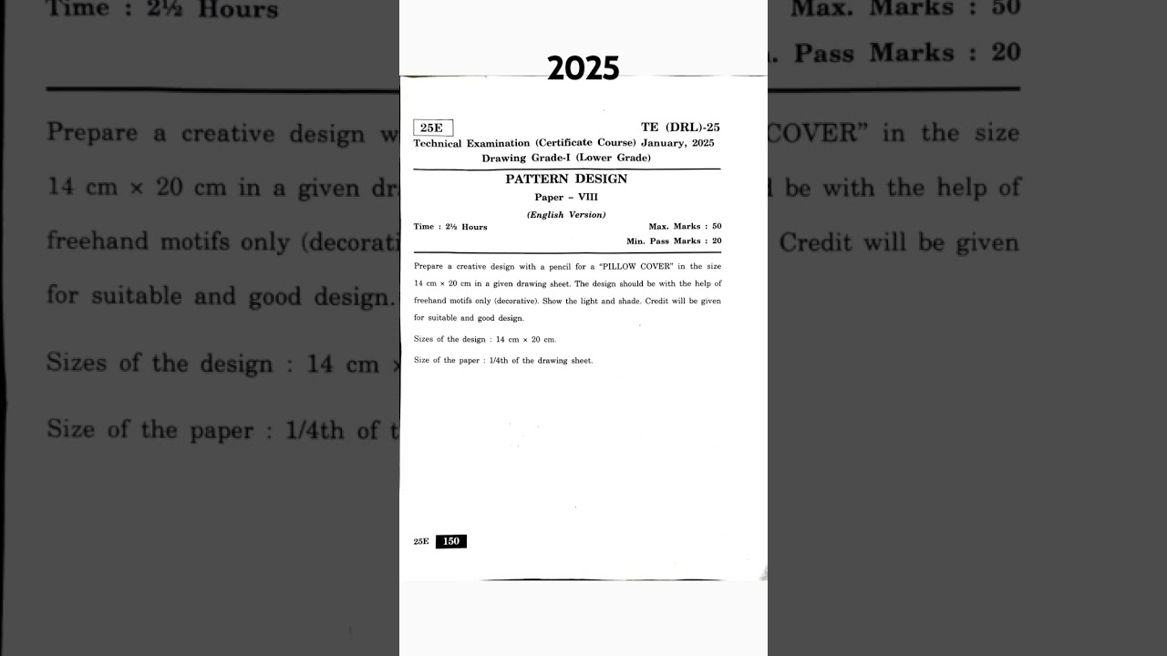 Technical certificate course examination 2025 PATTERN DESIGN question paper #TCC