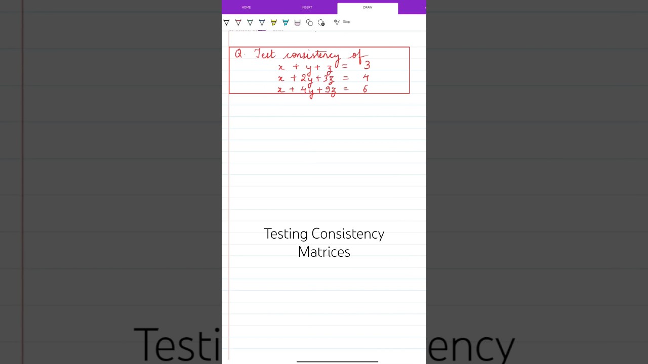 Testing Consistency of a 3×3 system using Matrices #Matrices #EngineeringMathematics #Mathematics