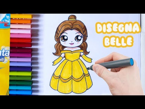 COME DISEGNARE BELLE, LA PRINCIPESSA DISNEY - DRAW BELLE DISNEY PRINCESS