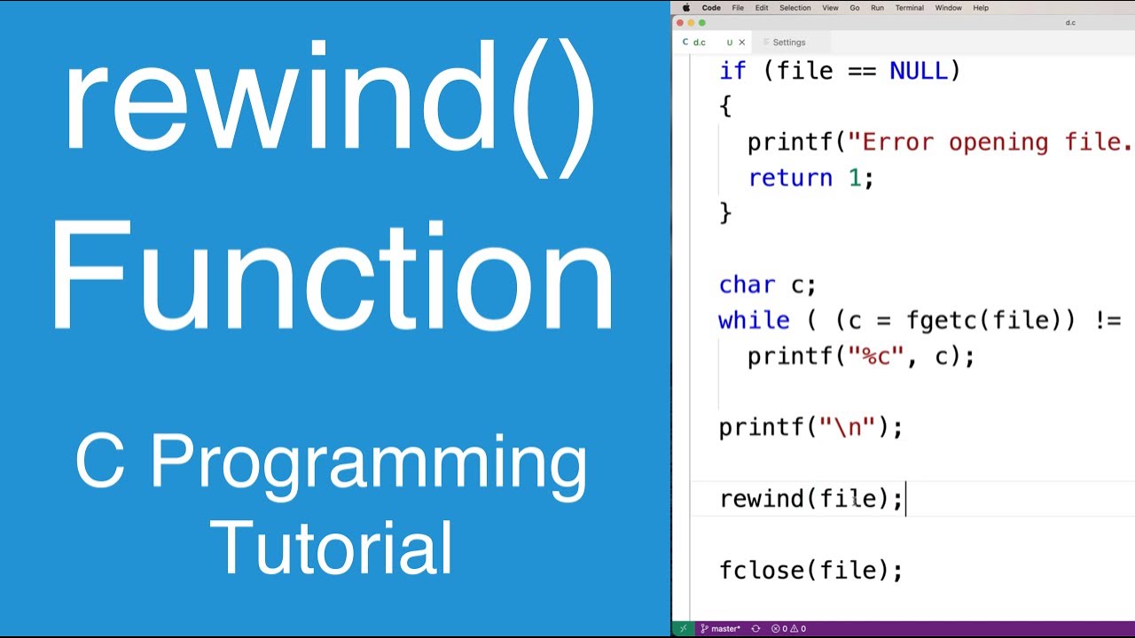 rewind() function to reset file pointer to file start | C Programming Tutorial