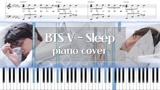 BTS V (방탄소년단 뷔) - Sleep (with Lyrics) by ChansMusic Sheet