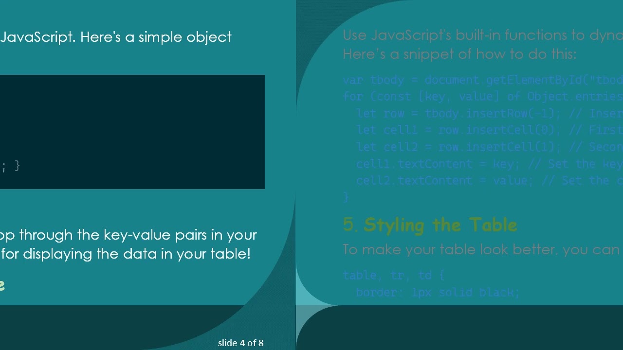 How to Create a Dynamic Table from a JavaScript Object
