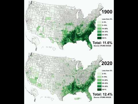 Comparison of the Black Population in the U.S. 1900 vs 2020