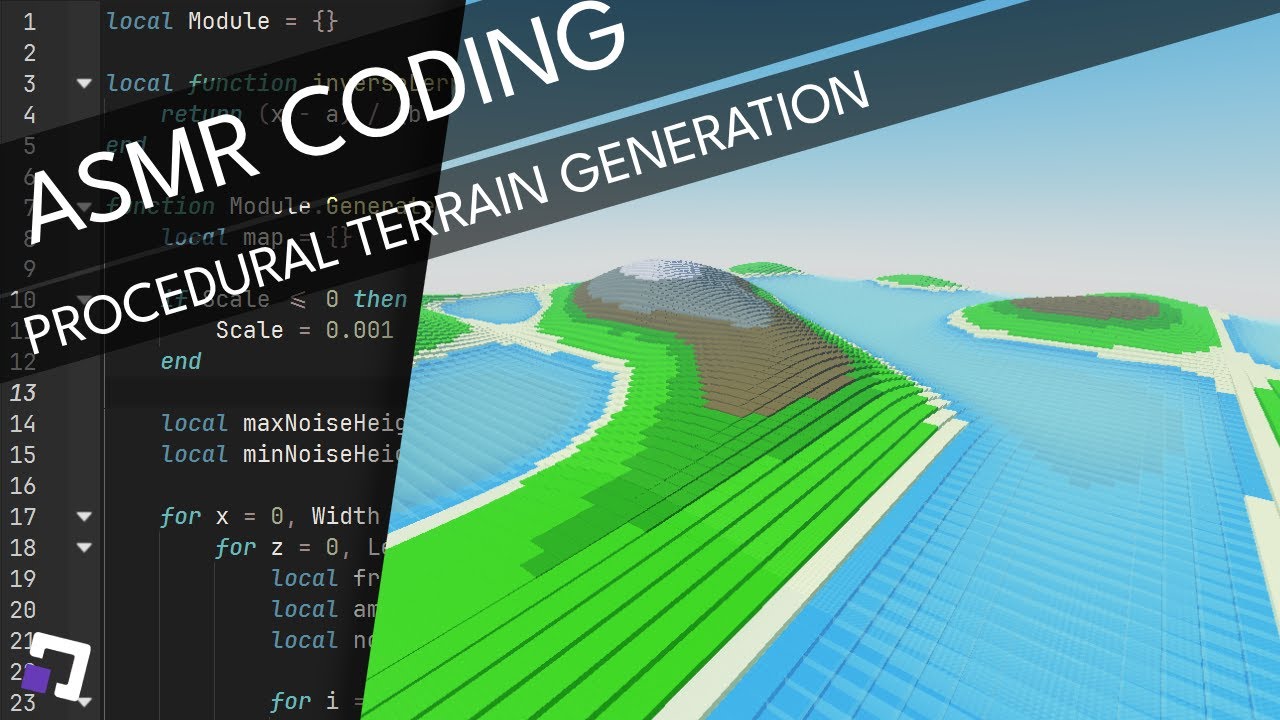 ASMR Coding - Procedural Terrain Generation - Roblox Studio