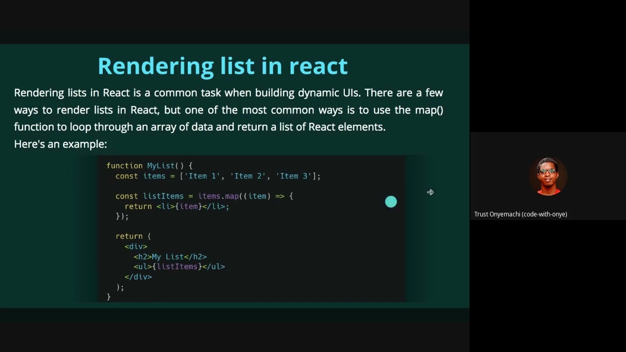 ReactJS Bootcamp: Understanding rendering list, conditional rendering, dynamic styling and content.