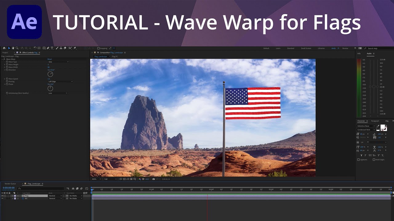 After Effects Tutorial - Wave Warp for Flag Motion