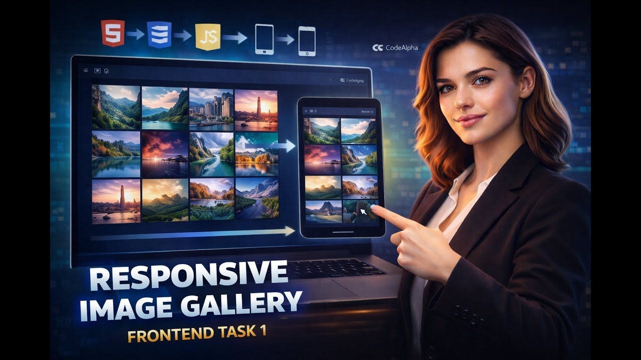 Frontend Development Internship Task 1 | Responsive Image Gallery using HTML, CSS & JavaScript