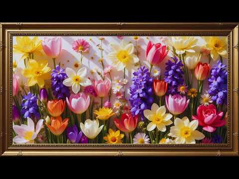 Spring Blooms in Vintage Frames | 4K Art Screensaver for TV | Elegant Floral Art | 2 Hours