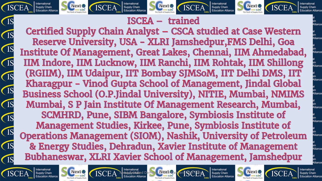 ISCEA India Certified Supply Chain Analysts - Demand Planners work or study at